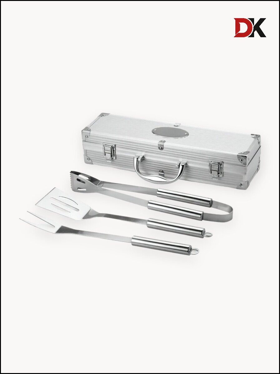 Эксклюзивный набор из 3 предметов для гриля и барбекю в чехле, выполненных из нержавеющей сталинабор для барбекю