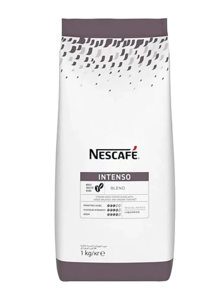 Кофе Nescafe Intenso, в зернах, арабика/робуста, классический бленд, средняя обжарка, 1 кг