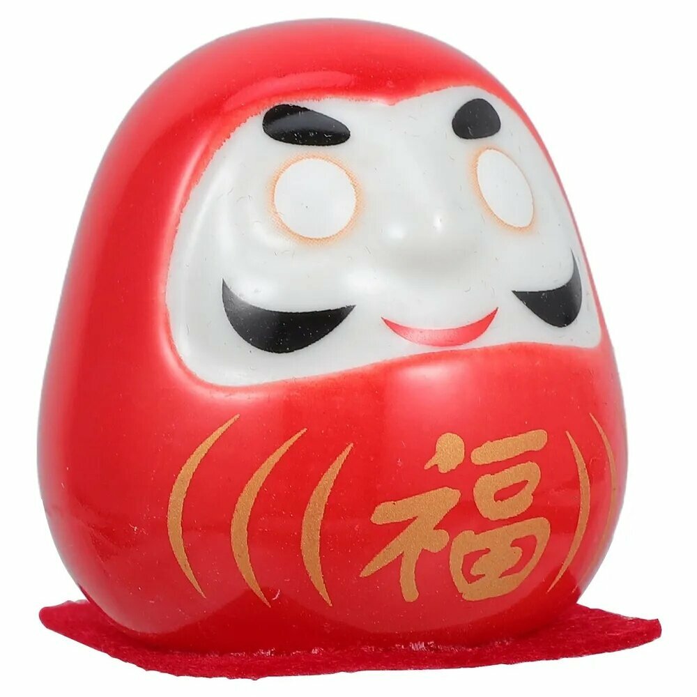 Красная керамическая японская фигурка дарума миниатюра