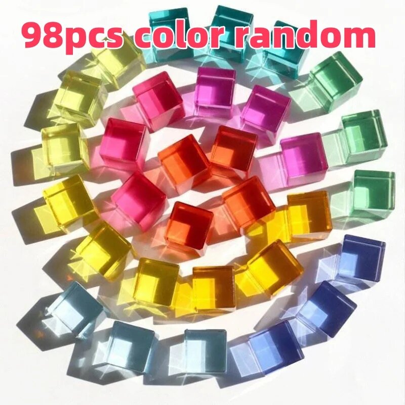 98шт прозрачных кубиков разных цветов, random