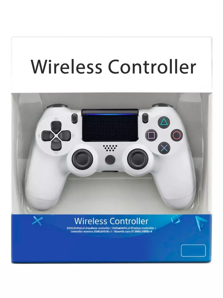 Беспроводной геймпад для PS4 с зарядным кабелем, Белый / Bluetooth / Джойстик для PS и ПК