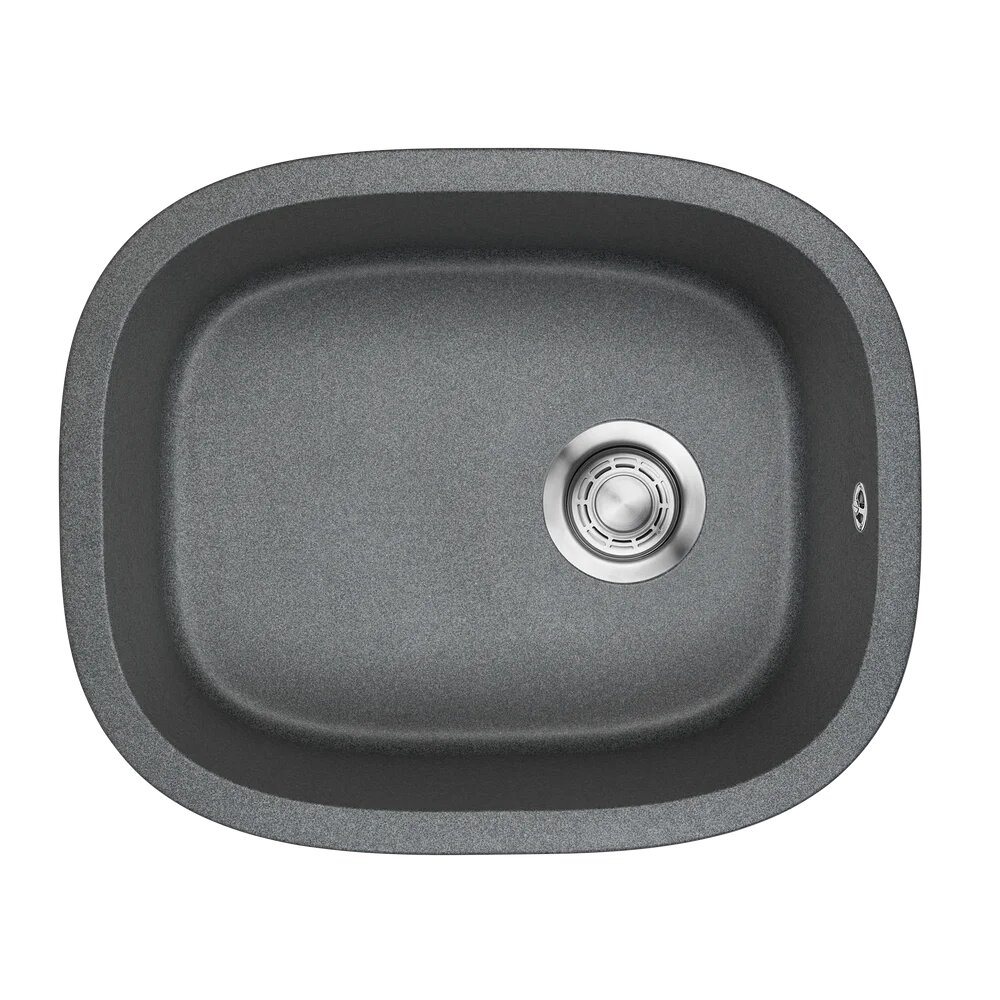 Мойка кухонная Emar Quartz EMQ-1560. P кварцевая, 46x56, мойка для кухни, черная, под столешницу, серая, овальная, матовая