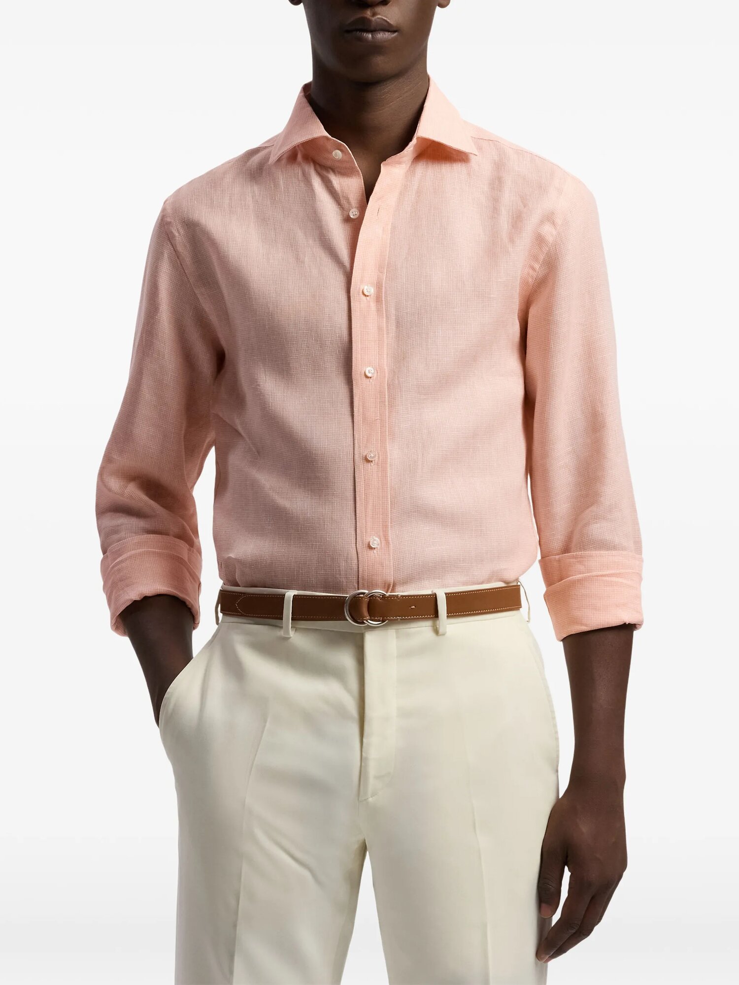 Рубашка Ralph Lauren Purple Label Check-pattern long-sleeve shirt, размер 2XL, orange — фото 1