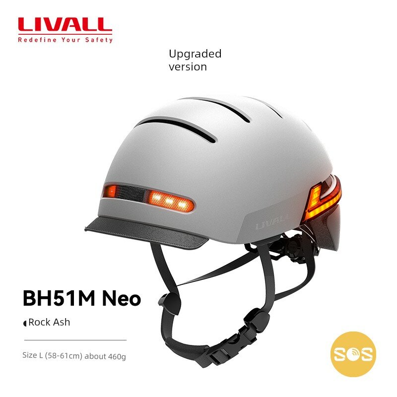 LIVALL BH51M Neo Умный шлем для велосипеда с Bluetooth и ночным светом, Rock Gray, универсальный размер 56-60см