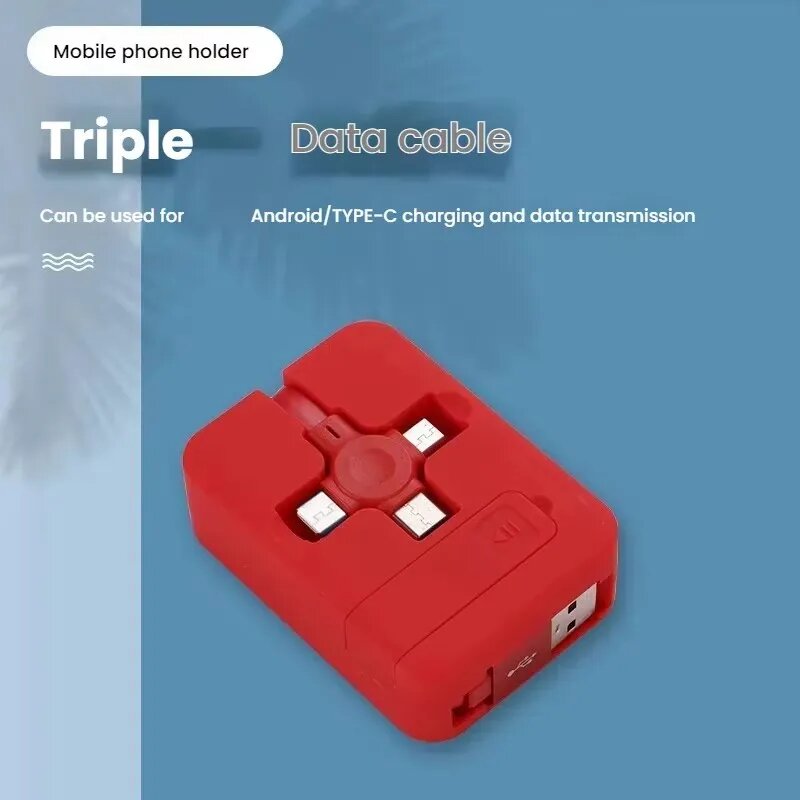 Красная подставка для кабеля 4 в 1, зарядка Android/Type-C