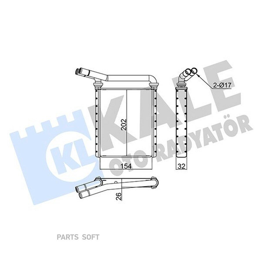 KALE 355115 Радиатор отопителя для а/м Toyota Corolla (07-) Auris (09-) Avensis (09-) RAV 4 (13-) паяный