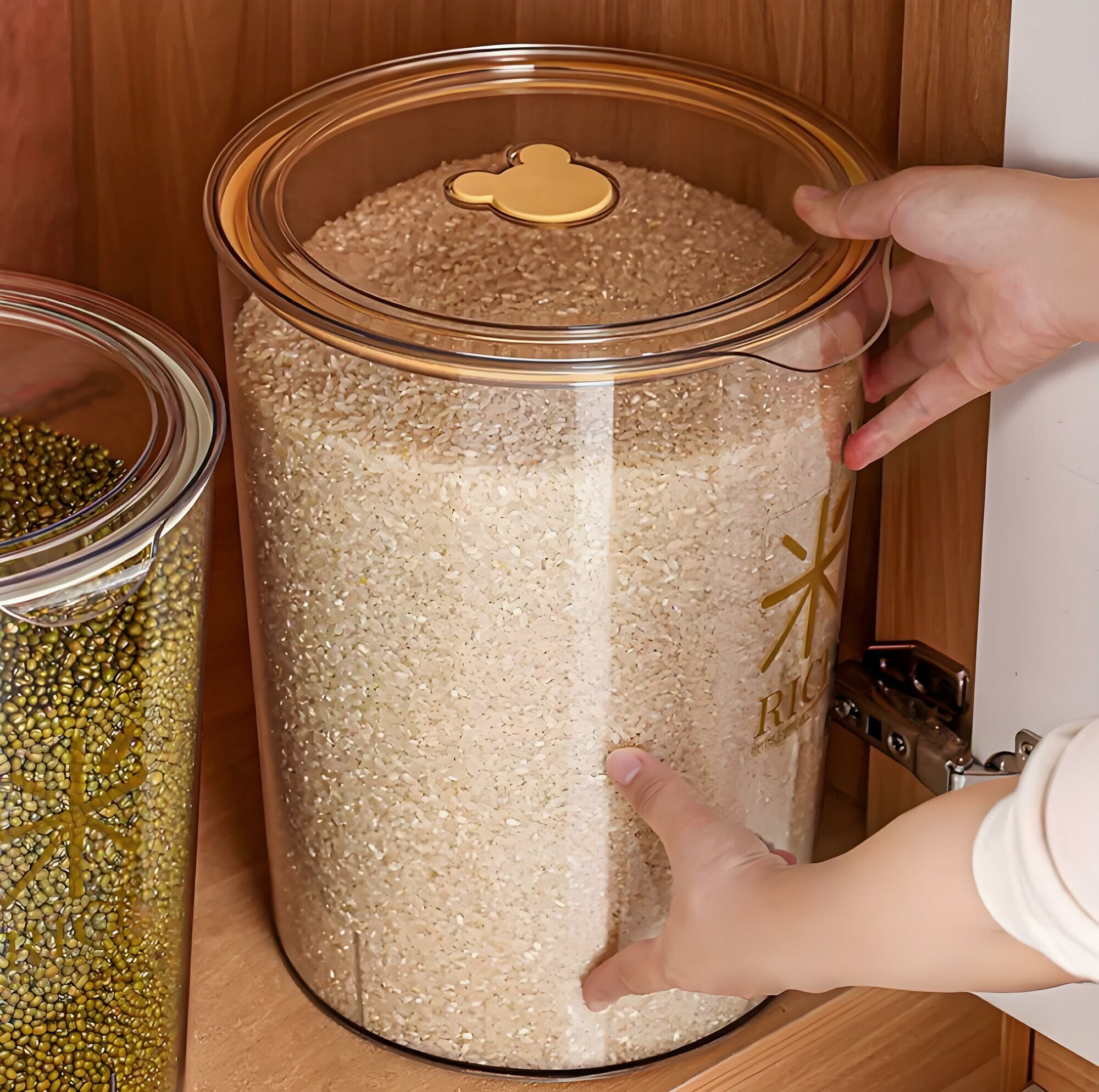 Пластиковый контейнер для сыпучих продуктов, герметичная крышка, прозрачный, 20 литров