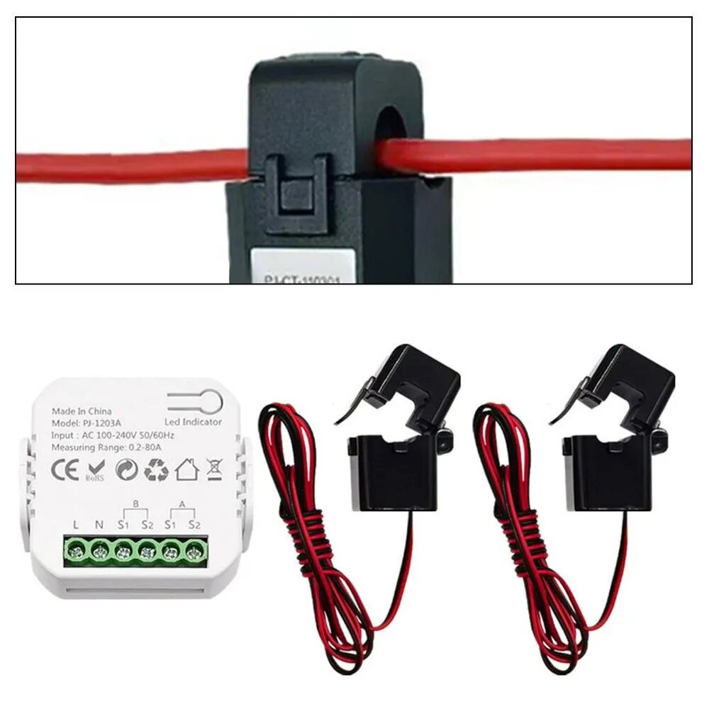 Tuya Tuya smart двусторонний 1/2-канальный электросчетчик Zigbee с CT-трансформатором AC110/240