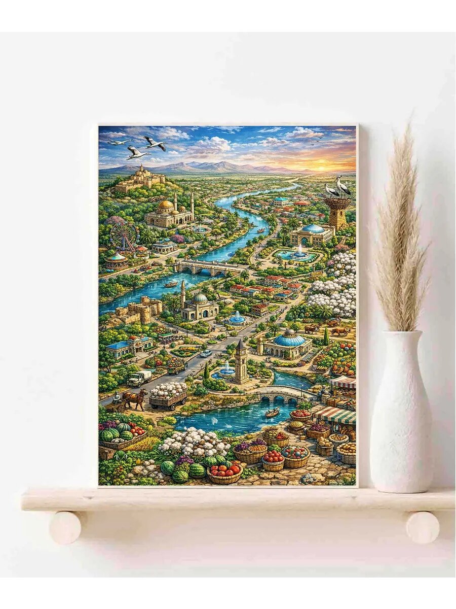 Сабирабад, Азербайджан, Fantasy Map, Карта, Плакат 30x42см