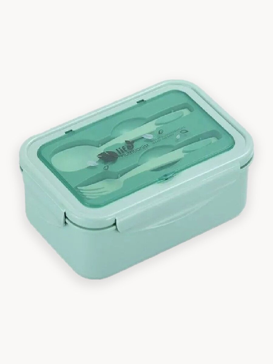 Ланч-бокс, герметичный, с отделениями для еды, с приборами, 1,4 л