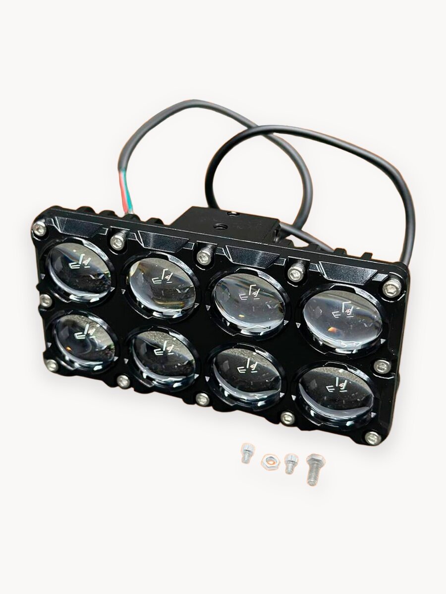 Фара LED прямоугольная с 8 линзами для электровелосипеда колхозник и монстер