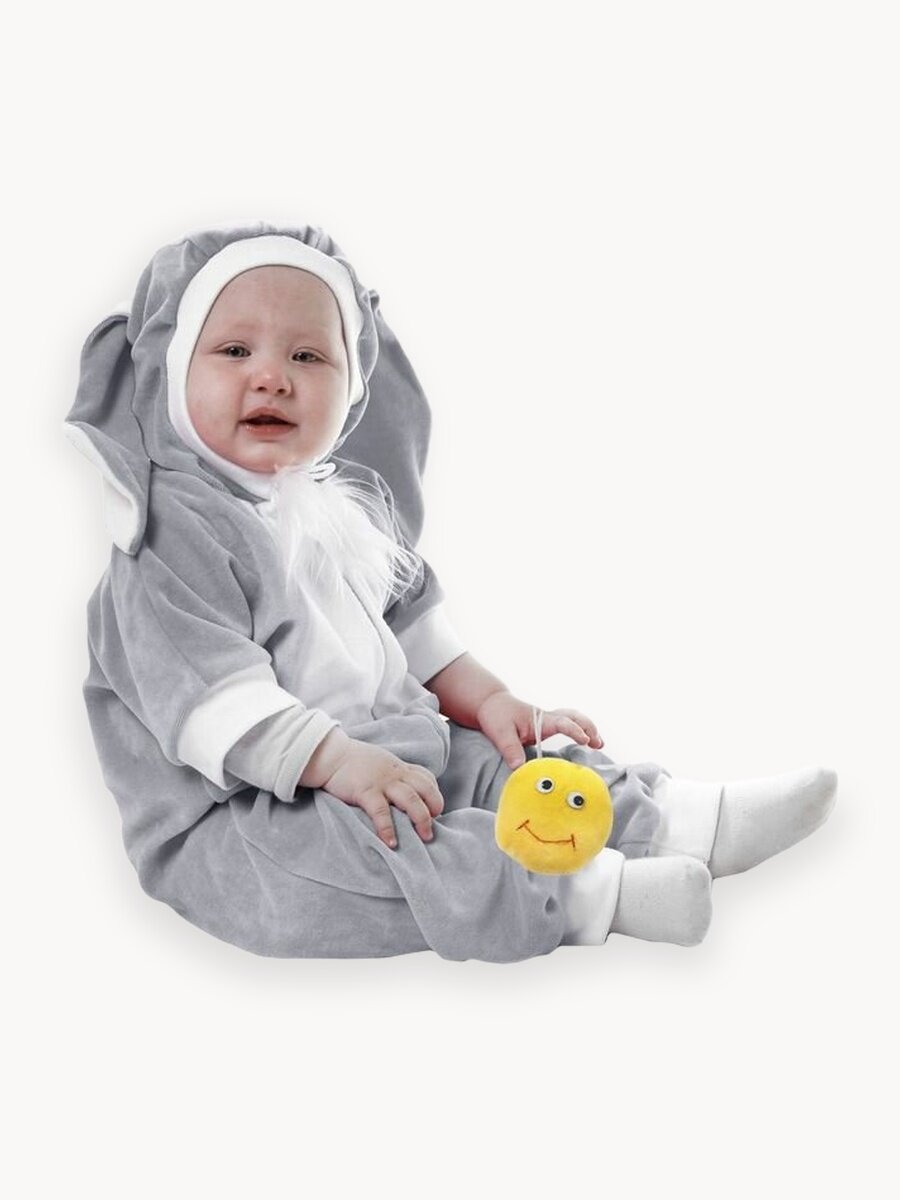 Карнавальный комбинезон для самых маленьких "Зайка серый" с игрушкой", велюр, рост 68-92 см, пушок и хвостик виды микс, 1235230