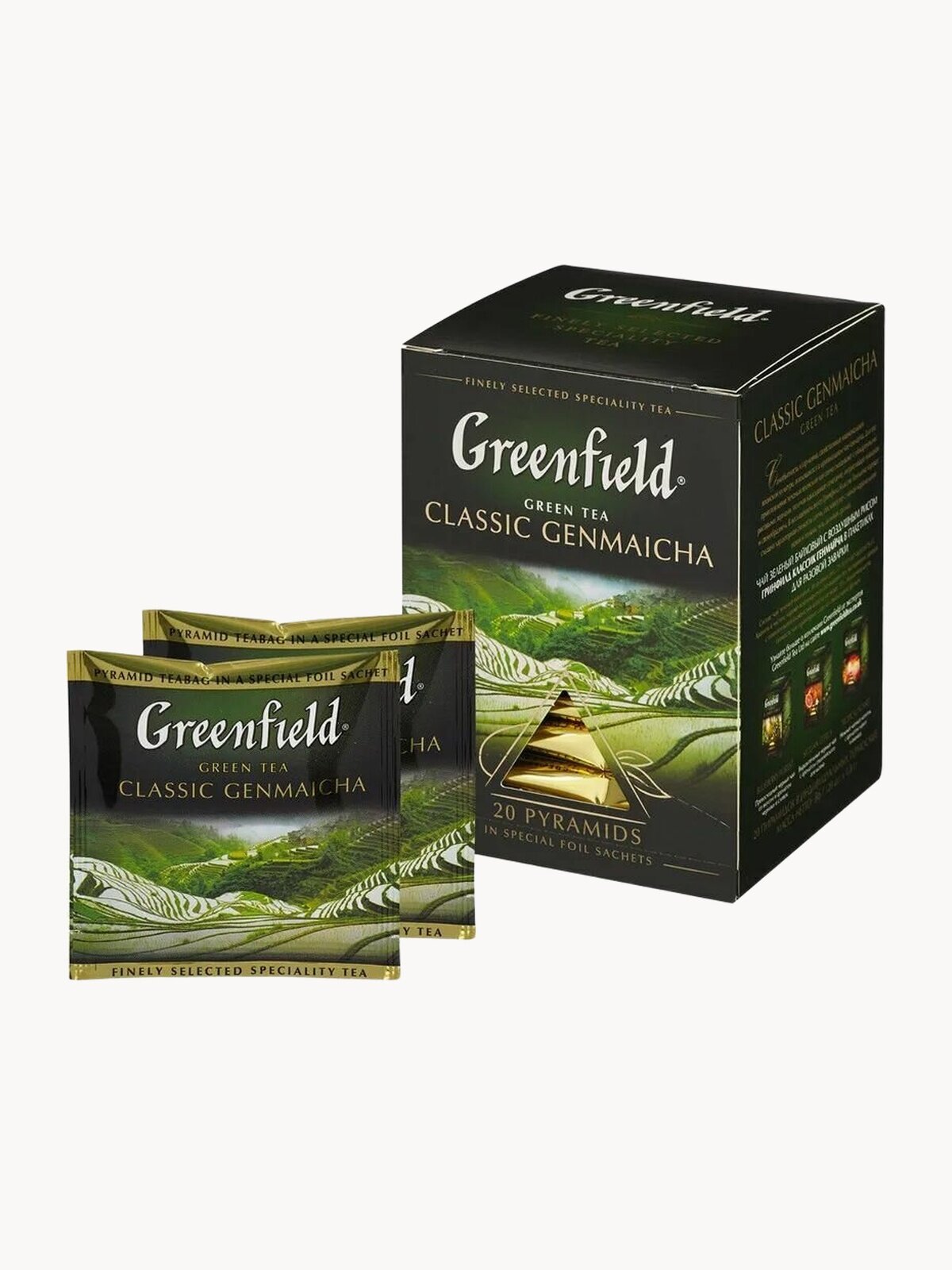 Чай в пирамидках зеленый Greenfield Classic Genmaicha(Классик Генмайча), 20*1,8г
