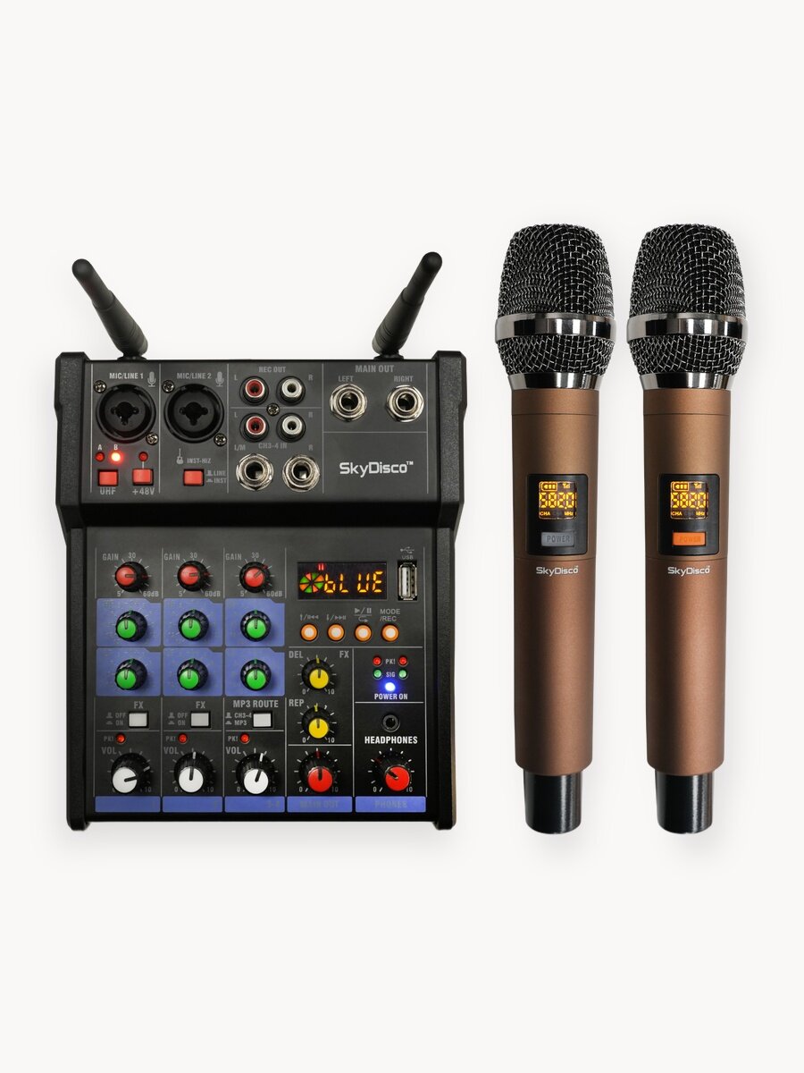 Караоке-микшер с микрофонами SkyDisco UM-200 Bluetooth