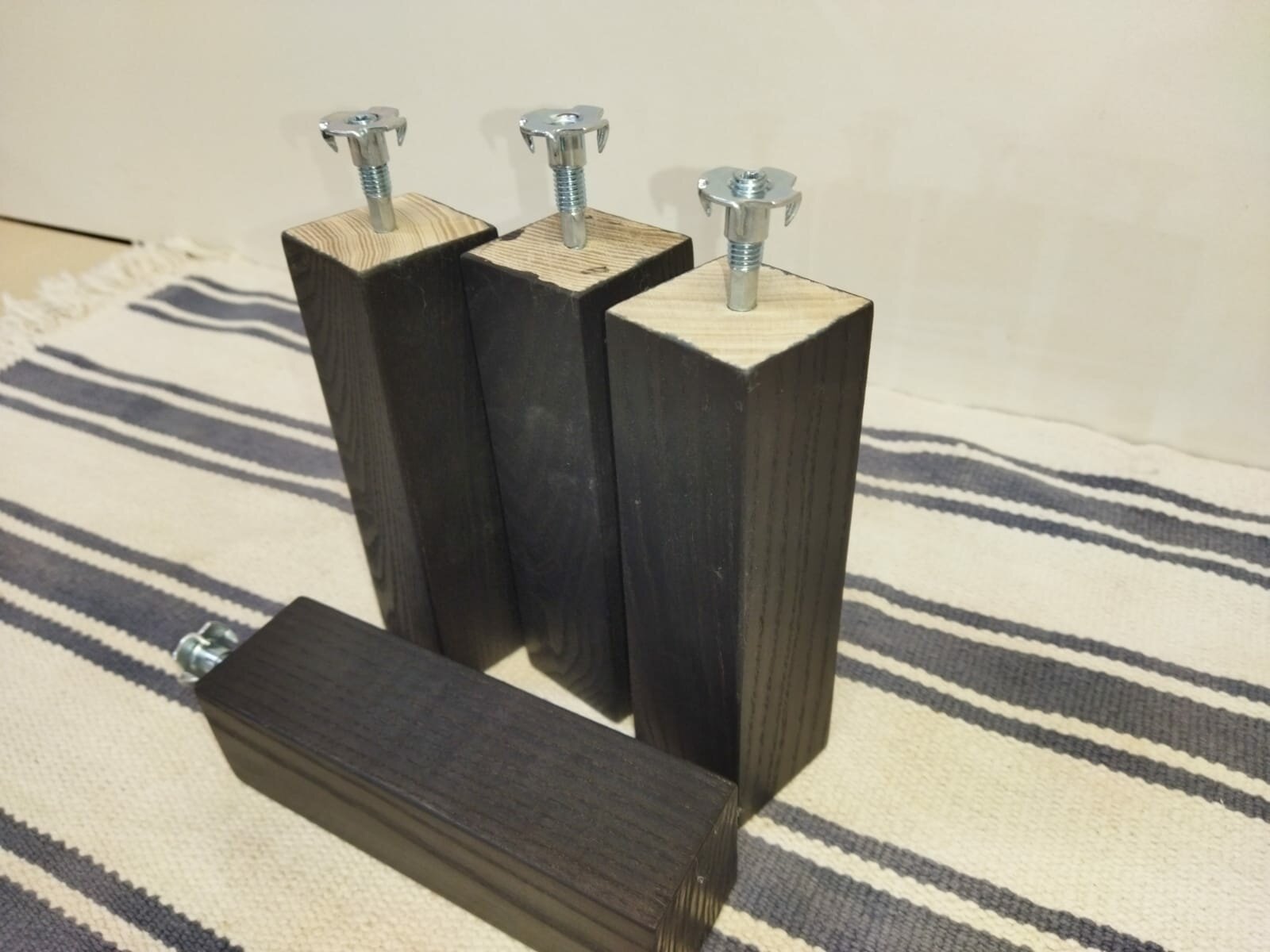 Деревянные ножки опоры для мебели из массива ясеня 4 шт, прямоугольные прямые 150 мм Цвет Венге