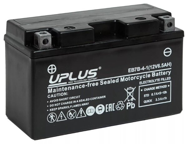 Аккумулятор для мото и гидротехники UniPLUS High Perfomance AGM 6.5 А/ч 90 А прям. пол. залит/заряжен EB7B-4-1 (150х66х93) YT7B-BS YT7B-4