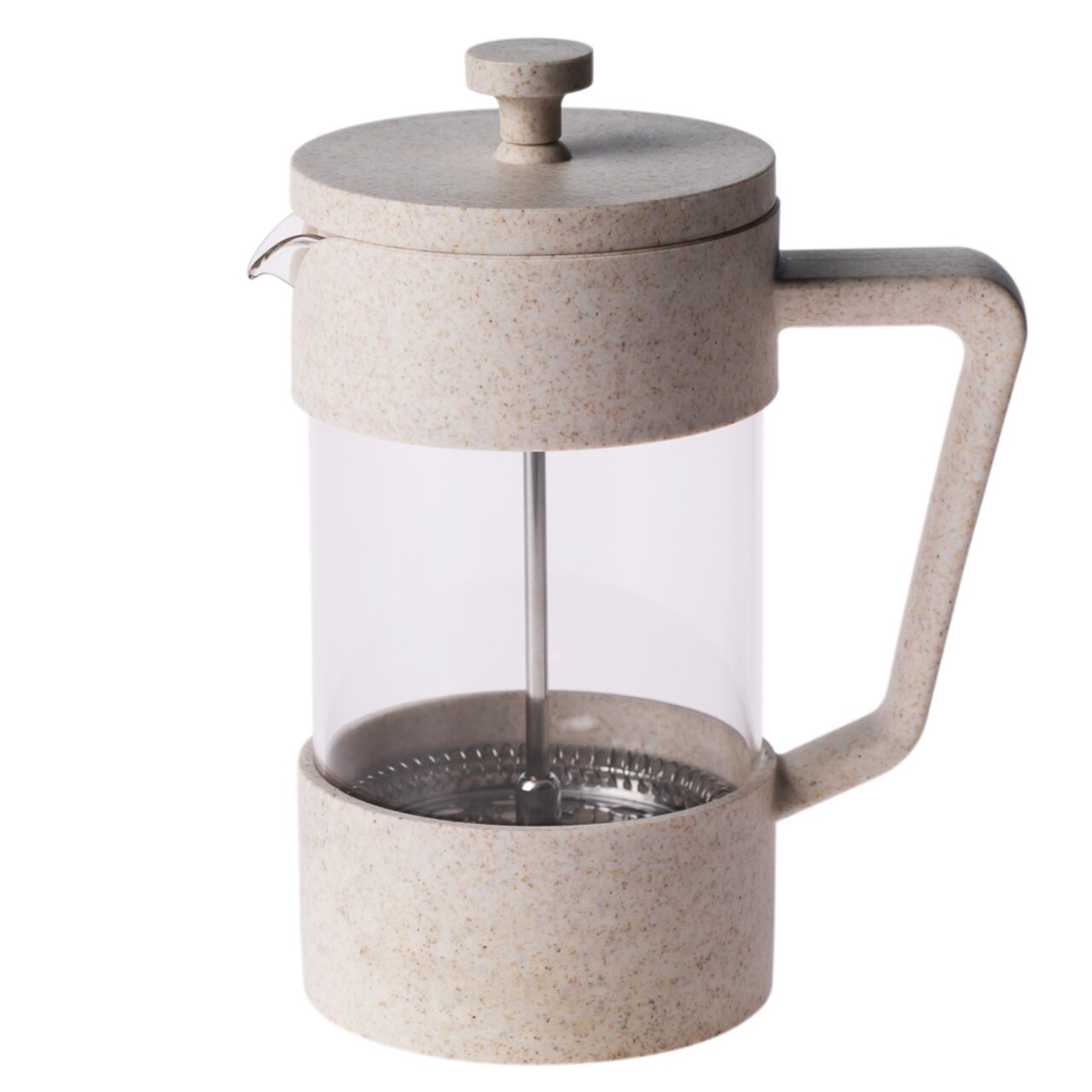 Домовой френч-пресс 0.6 л серый стекло/пластик для заваривания кофе и чая для дома