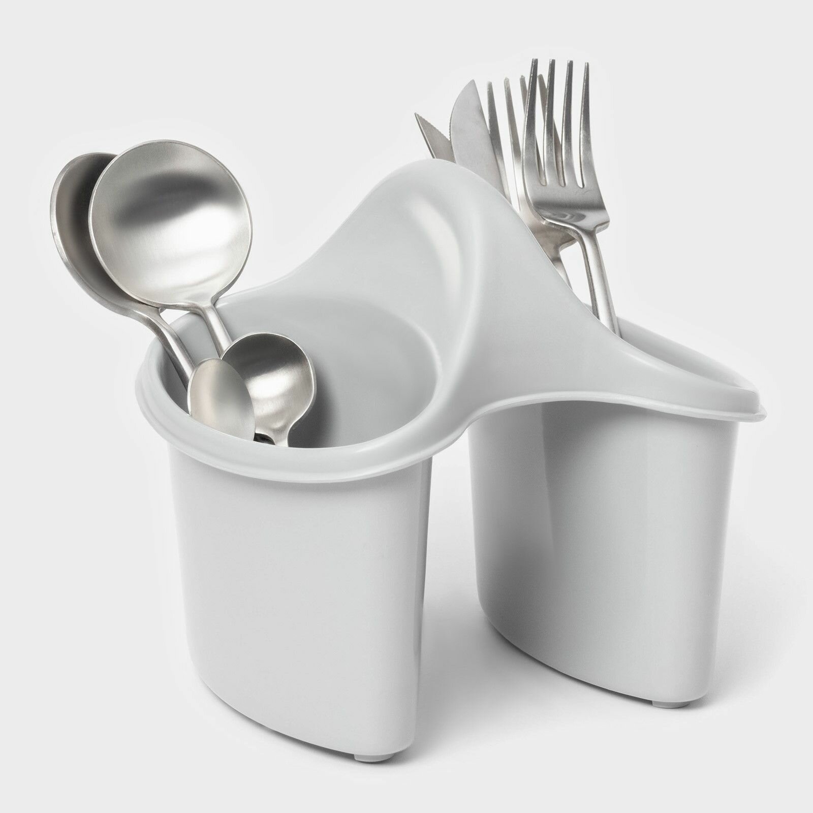 Сушилка для столовых приборов, 2 отделения, 17 15.2 16 см, серая