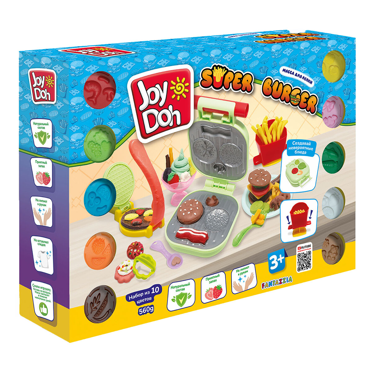 Joy Doh Набор для лепки SUPER BURGER 56 г 10 шт BURG560 пластилин для детского творчества