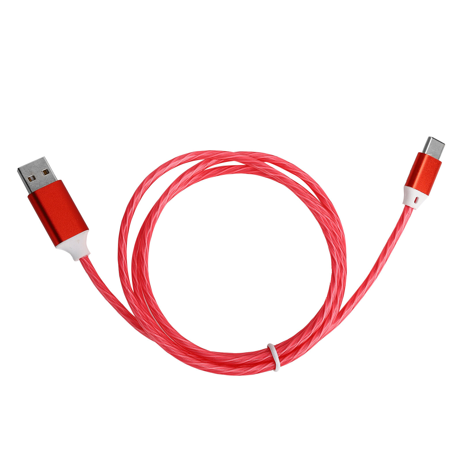 Кабель USB C для быстрой зарядки со светодиодным индикатором, красный, с плавной подсветкой, шнур зарядного устройства типа C
