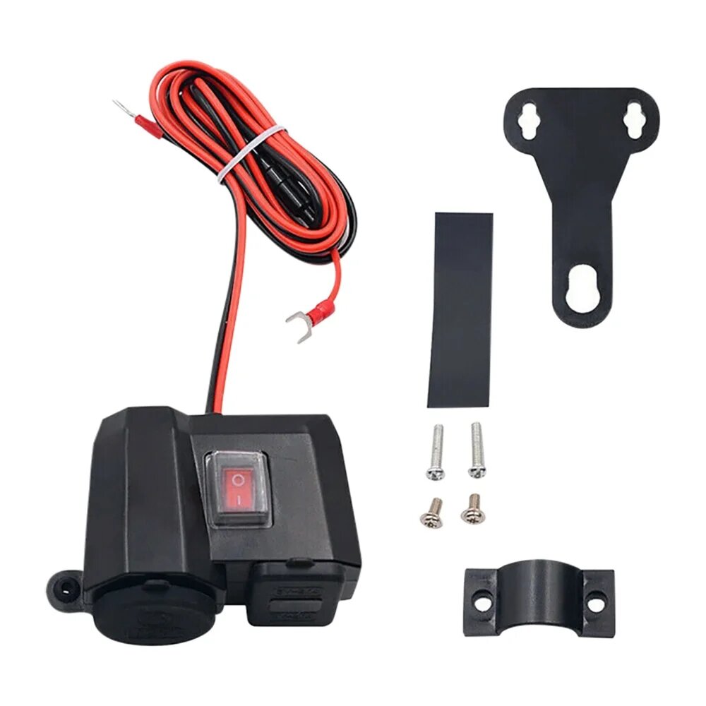 Зарядное устройство на руль мотоцикла, двойной USB-порт, розетка прикуривателя, 5 В, 2,1 А, адаптер для быстрой зарядки, источник питания с цифровым дисплеем