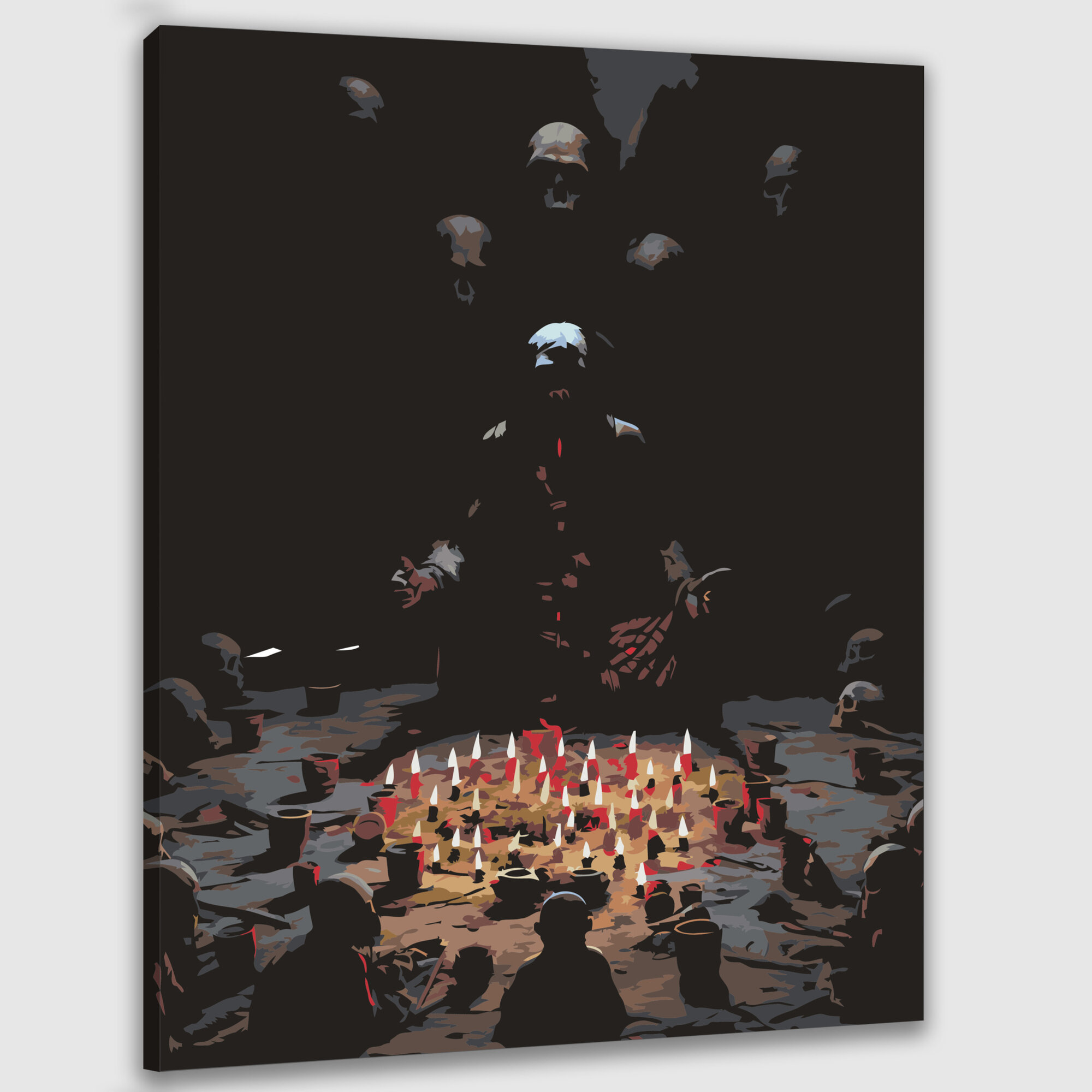 Картина по номерам 40x50 см, шаман, ритуал, свечи, тени, лицо, жесты, заклинания, духи, неземное царство