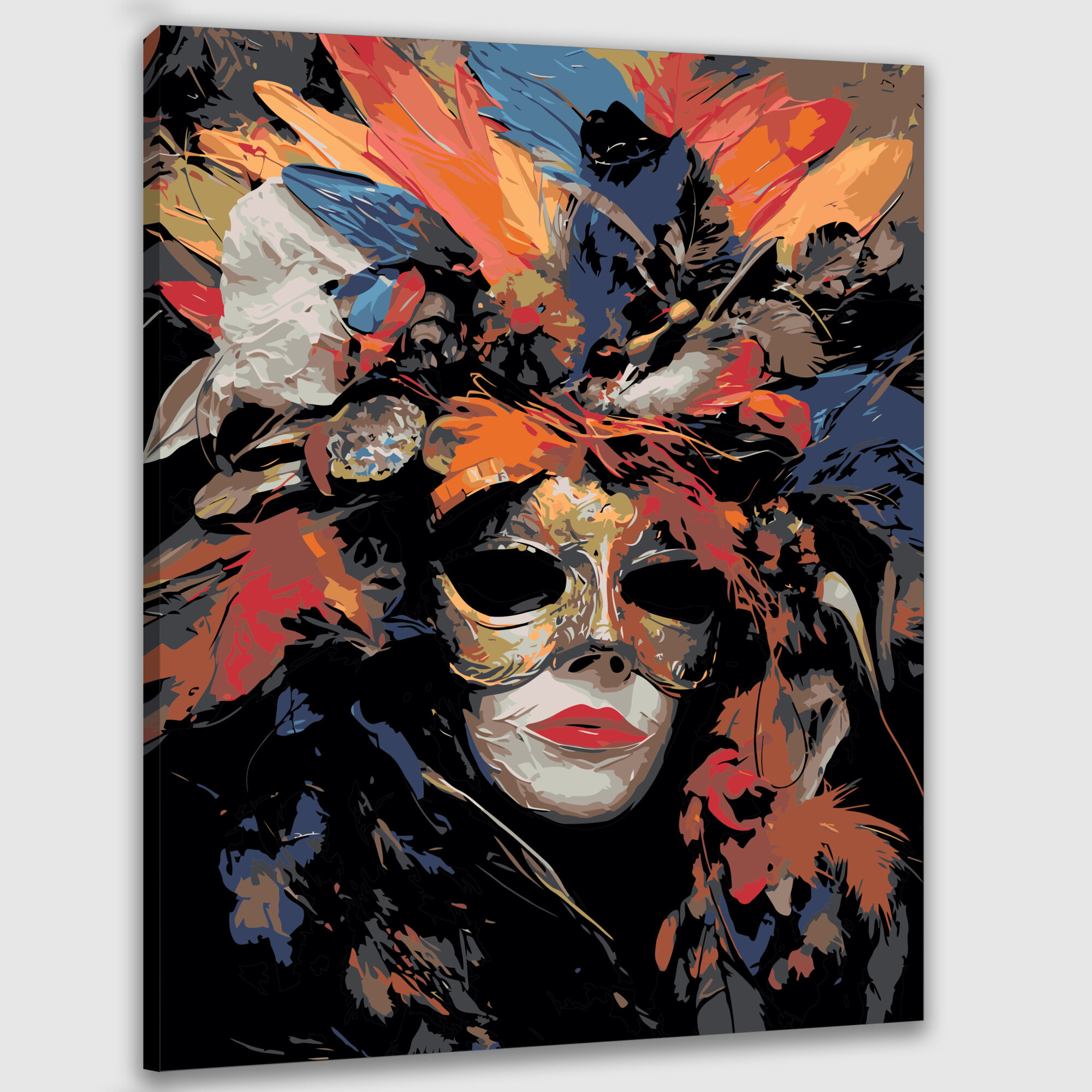 Картина по номерам 40x50 см, картина, искусство, маскарад, коллаж, акриловые краски, металлические акценты, король, шут