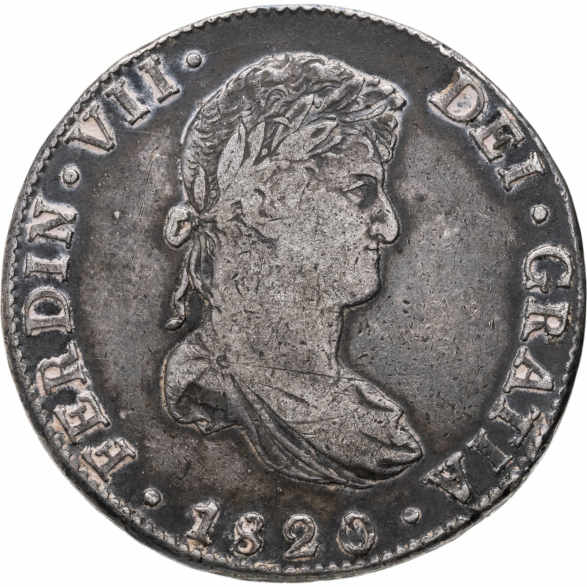 Мексика 8 реалов reales 1820 Mo JJ, Серебро 896, в сохранности VF