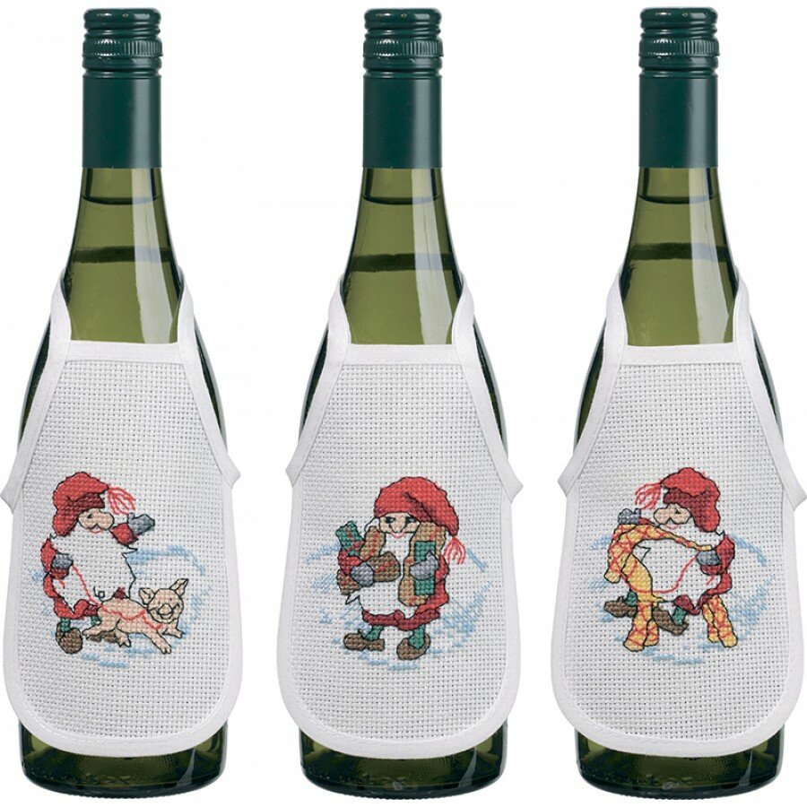 Набор для вышивания фартучков на бутылку Коллекция гномов 10 х 15 см PERMIN 78-0630