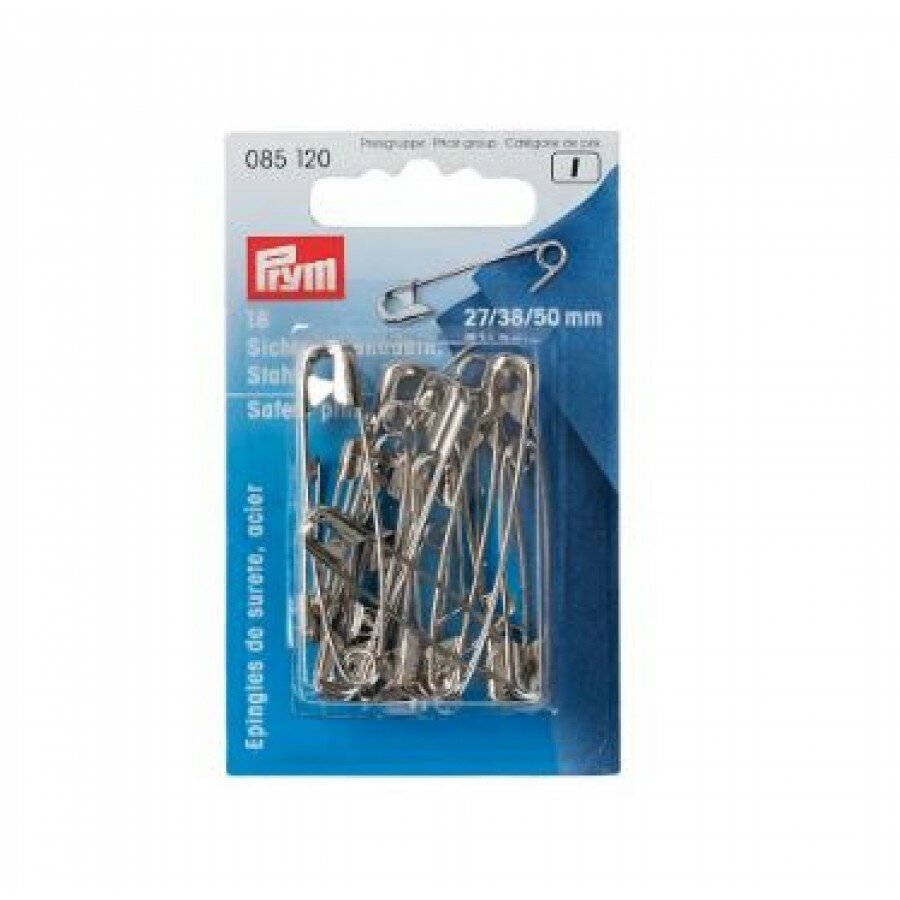 085201 Булавки английские, сталь с защитой от ржавчины, со спиралью, 38мм, серебристый, блистер12шт