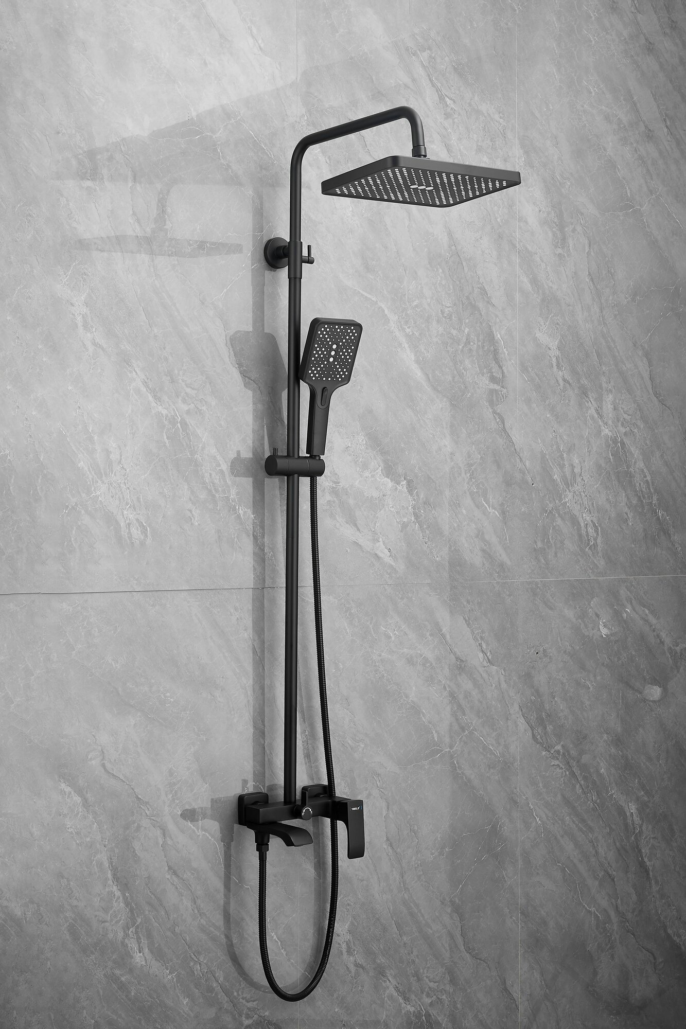 Душевой комплект с тропическим душем и смесителем, черный латунный Belz B24507-7