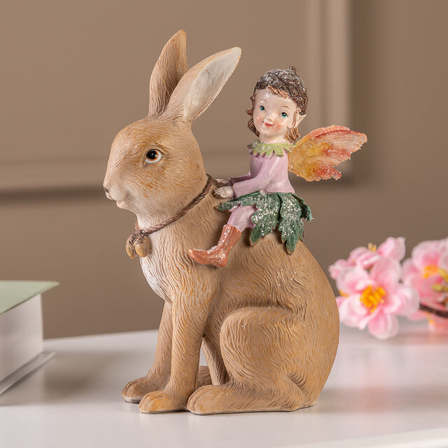 Декоративная фигурка Фея Орнелла верхом на кролике 19 см, Kaemingk, 531097-2