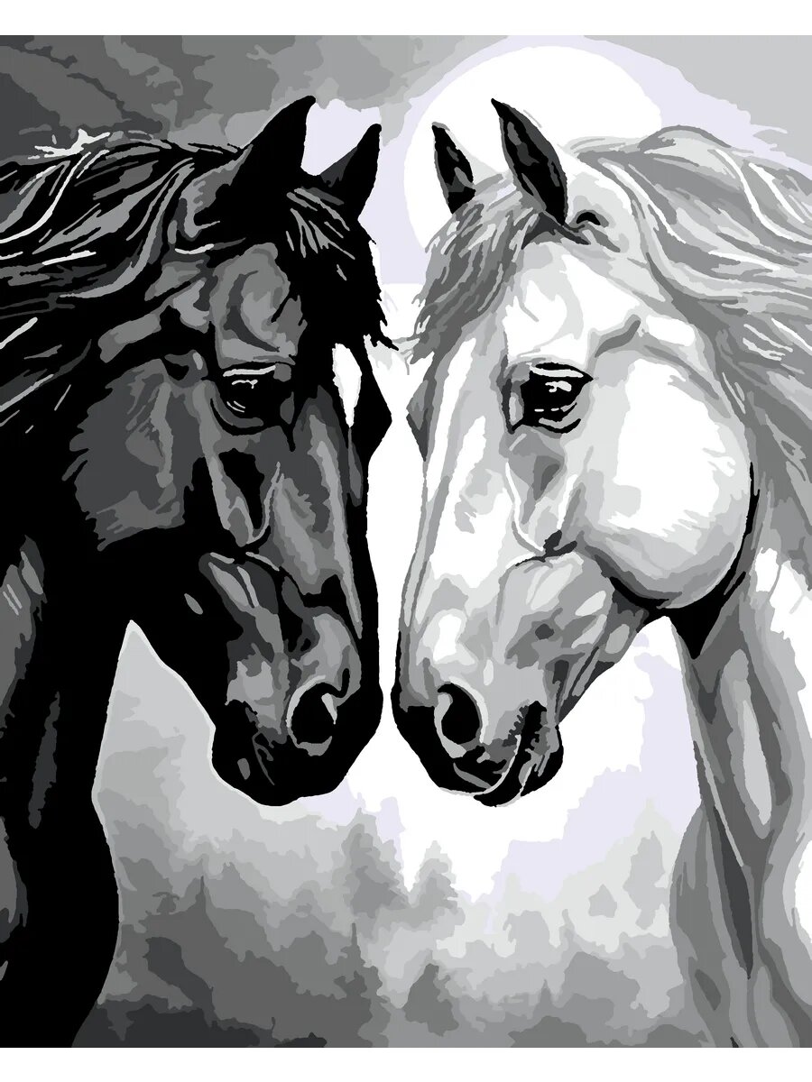 Картина по номерам "Лошади", 40x50 см, холст на подрамнике, акриловые краски