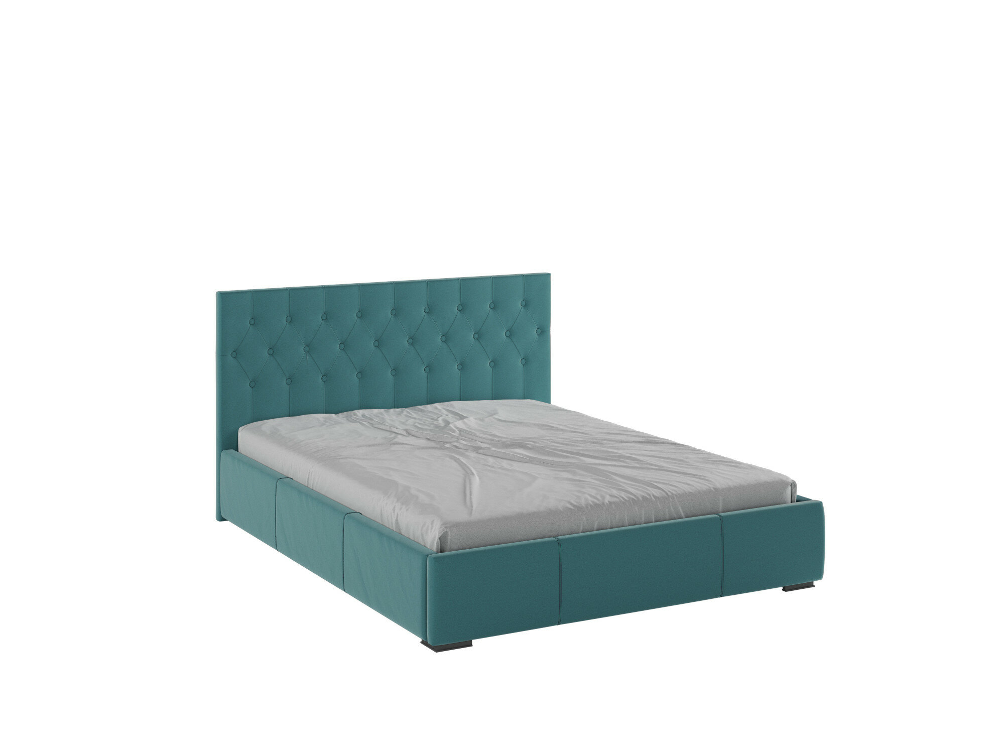 Кровать интерьерная, велюр 160, велюр бирюза ромб, подъемный механизм