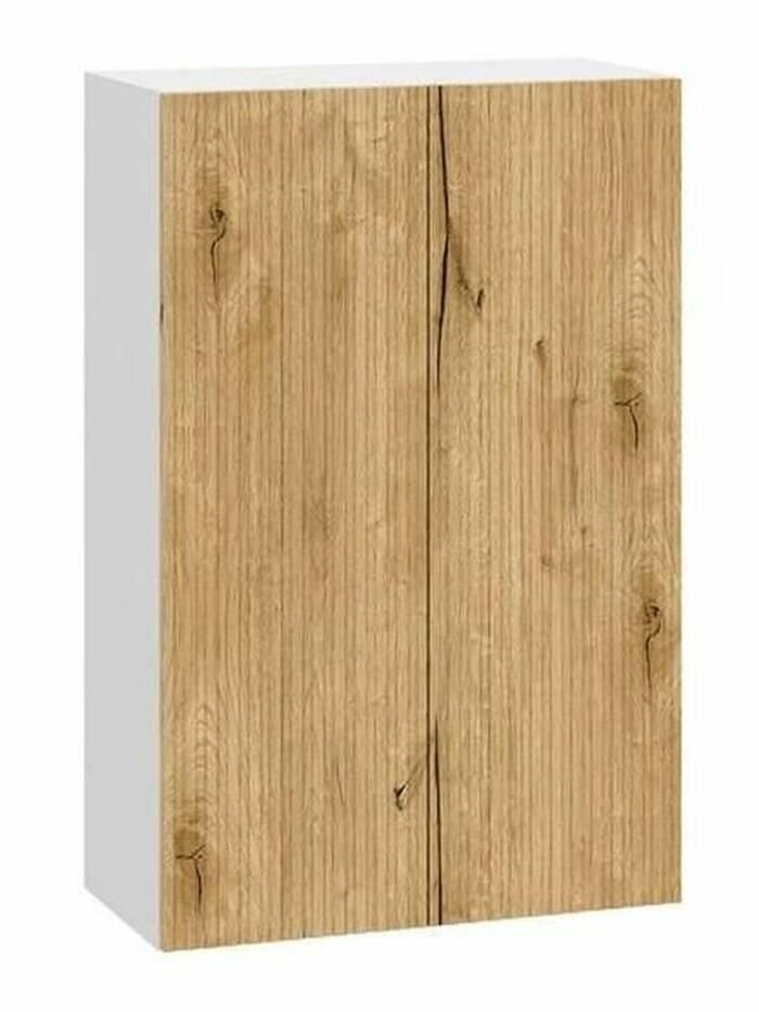 Кухонный модуль навесной, шкаф Стайер с полками, с доводчиками, 60х29.6х91.2 см, Белый / Дуб Торонто