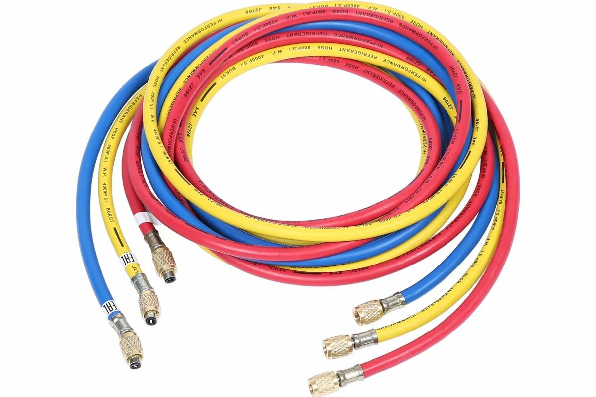 Шланг заправочный для фреона NORDBERG 3 м (в комплекте 3 шт, без адаптеров) NFH31