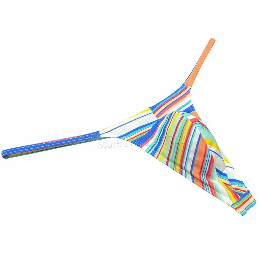Мужские стринги Size M, White Rainbow Stripe