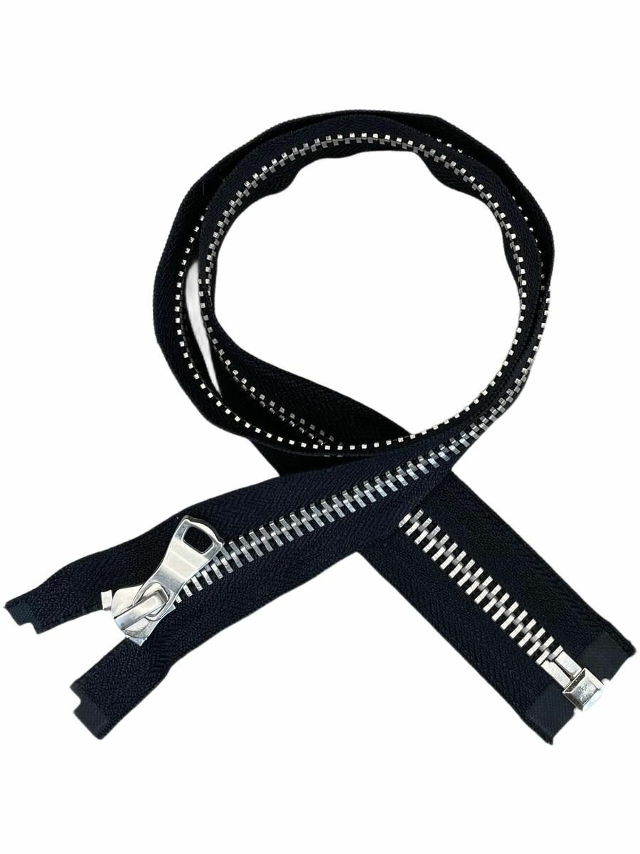 Молния металл, тип 10,80см,1 замок, черный, зубья никель.1шт.