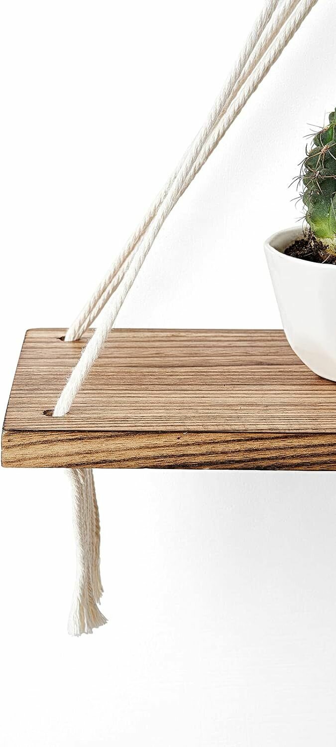 Настенная подвесная полка Nova Home Textile, богемная, ручная, хлопковая веревка, 2 шт — фото 1