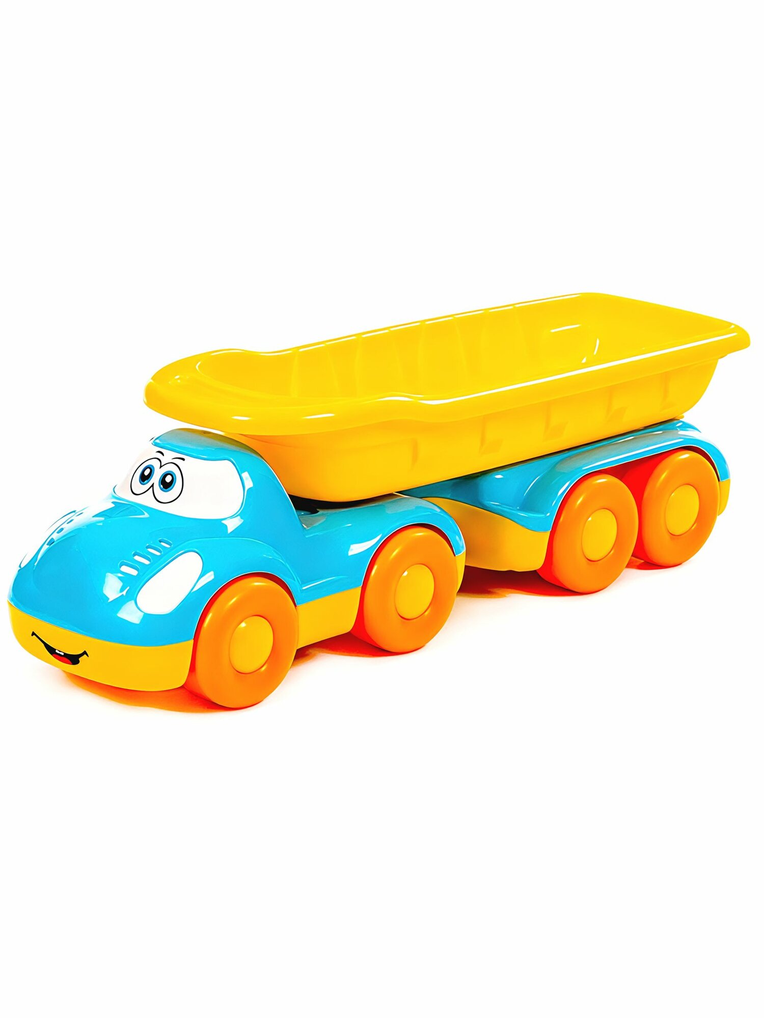 Самосвал "Дружок" с прицепом, детский грузовик для игры в песочнице и дома, пластиковая машинка-игрушка для малышей, цвет микс