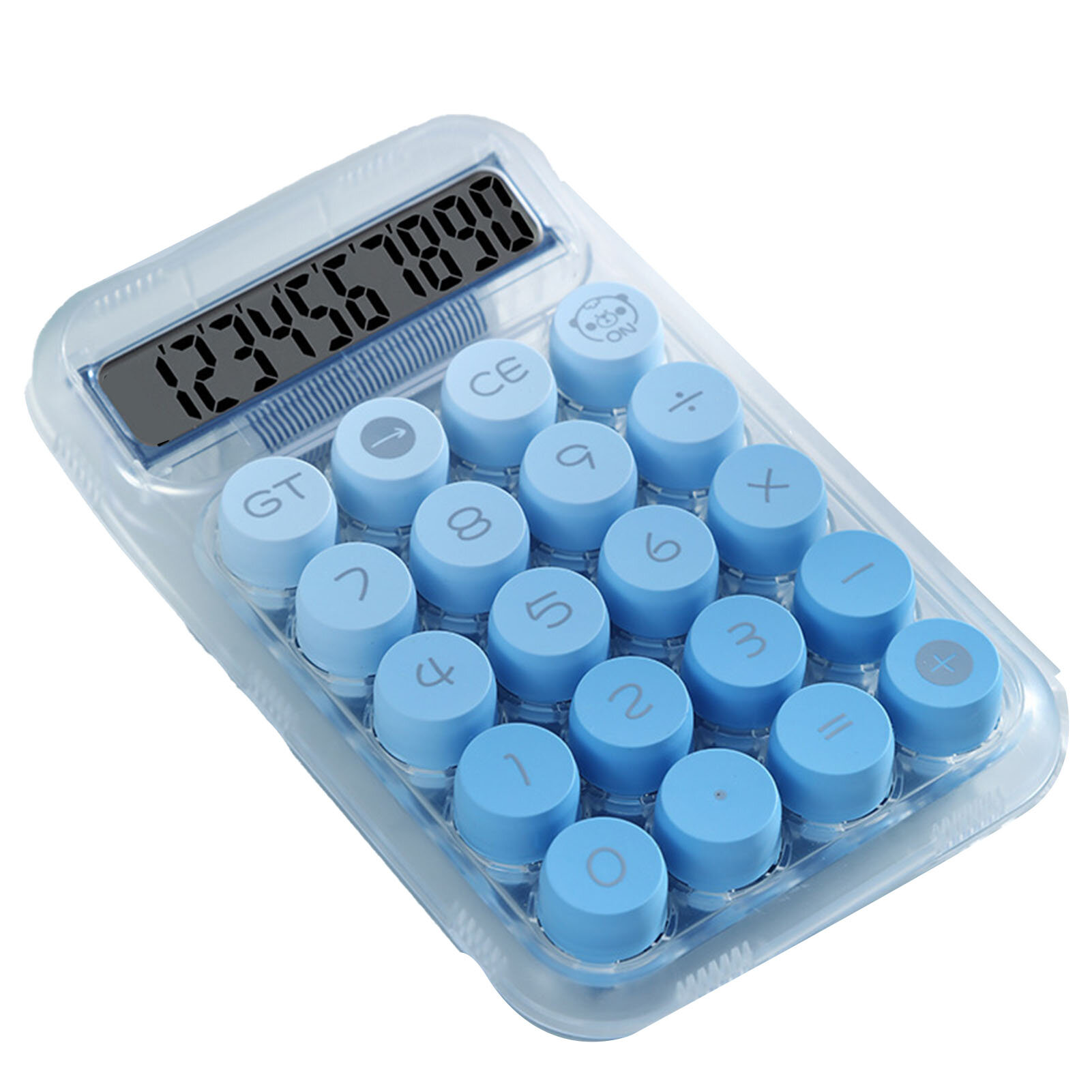 Симпатичный настольный калькулятор с механическим корпусом и четким цифровым дисплеем, простой и базовый, для офиса, синий.