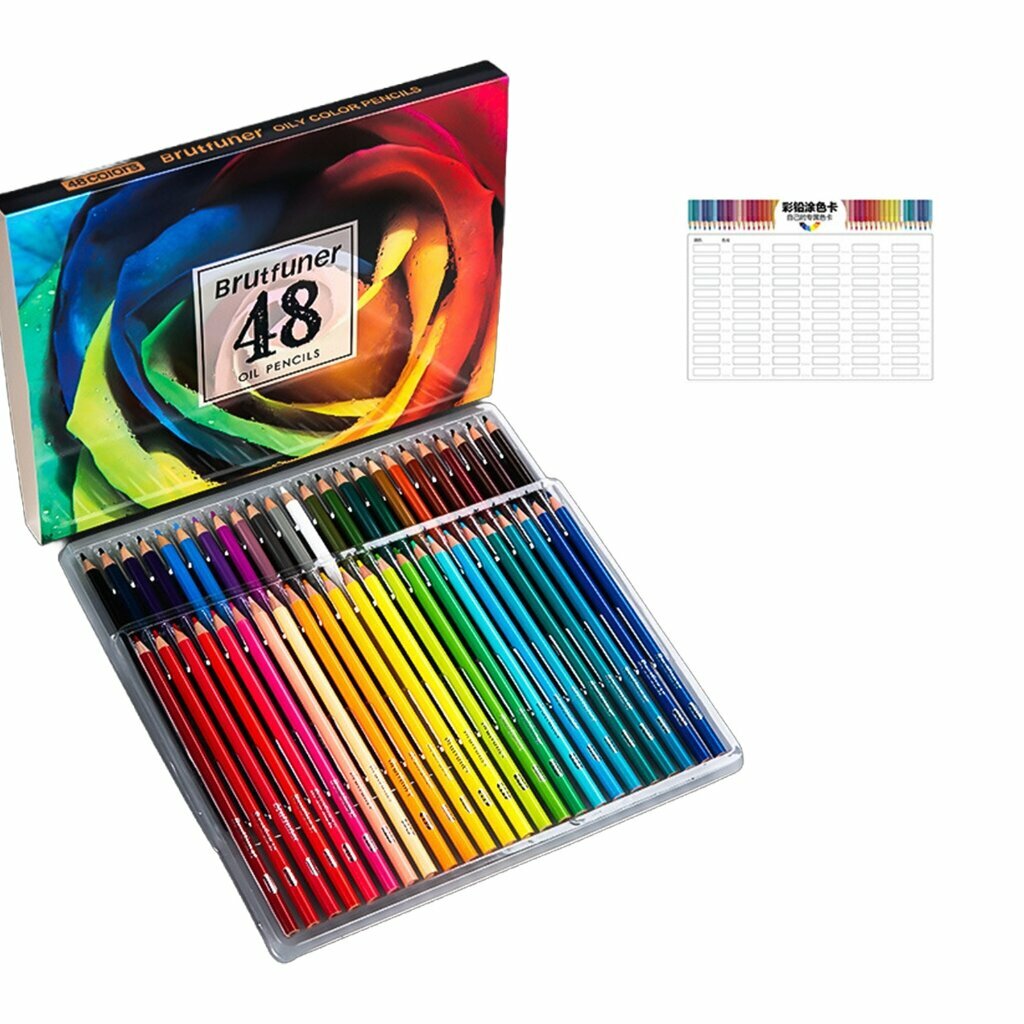 Карандаш, Цветные карандаши для рисования - масляные - 48 цветов, 1 комплект