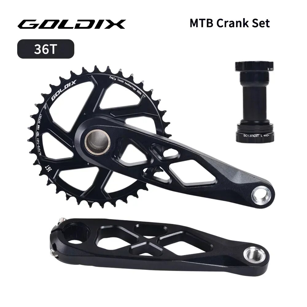 GOLDIX Шатуны для горного велосипеда R-SPEC Trail 165/170/175 мм 175 мм, Crank 36T BB
