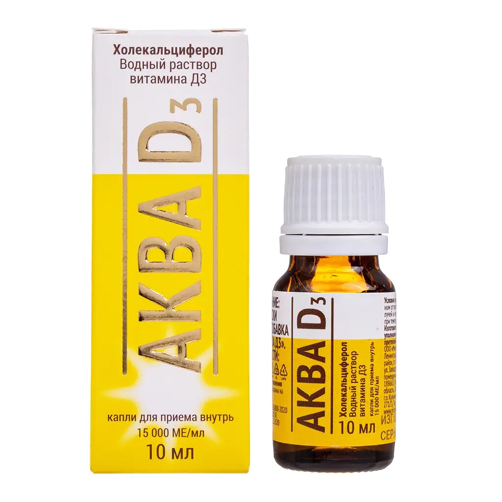 Аква Д3 капли для приема внутрь водный 15000 МЕ/мл 10 мл 1 шт
