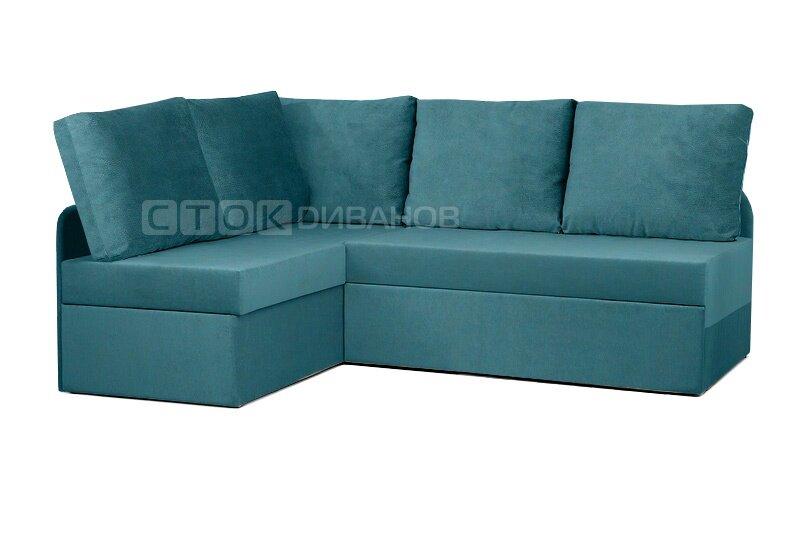 Угловой диван Сток Диванов Модус Atlantic бирюзовый 198 см, механизм дельфин