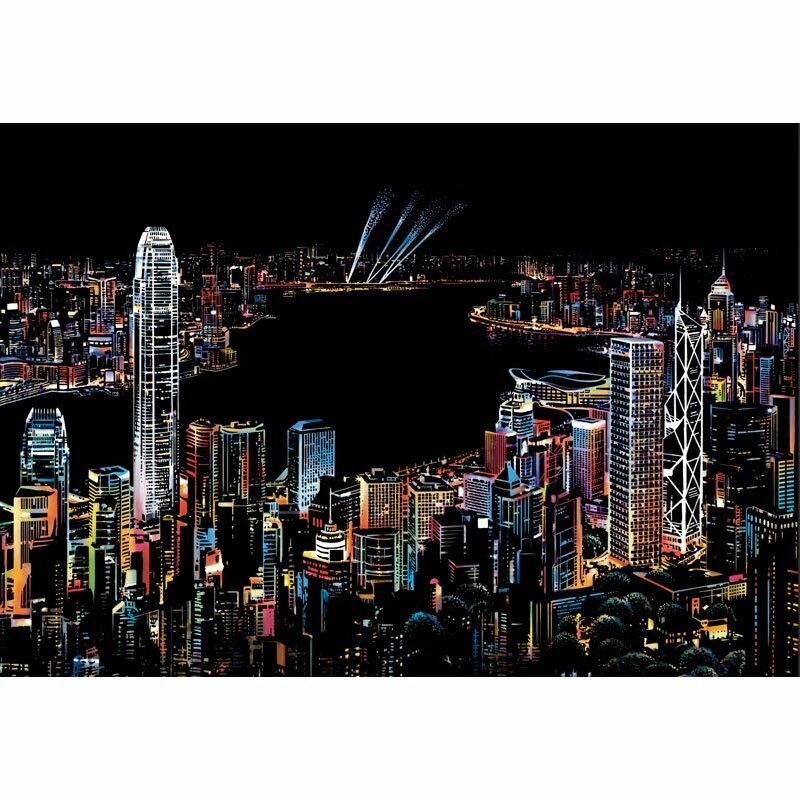 Занимательная магическая скретч-арт бумага "Ночной пейзаж" для образовательных активностей, Виктория-Харбор