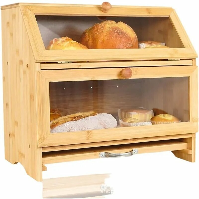 Хлебница Anderlen, деревянная, с крышкой из стекла, 39x25x32 см