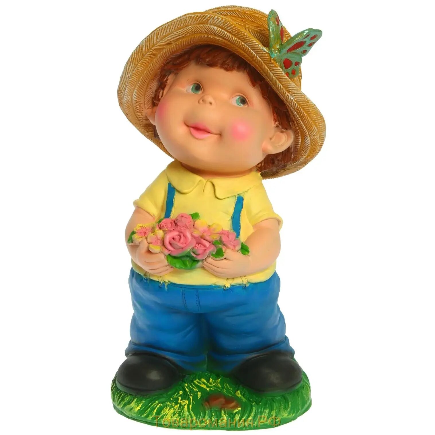 Фигура декоративная "Мальчик с букетом", гипс, 46см, для сада/дома