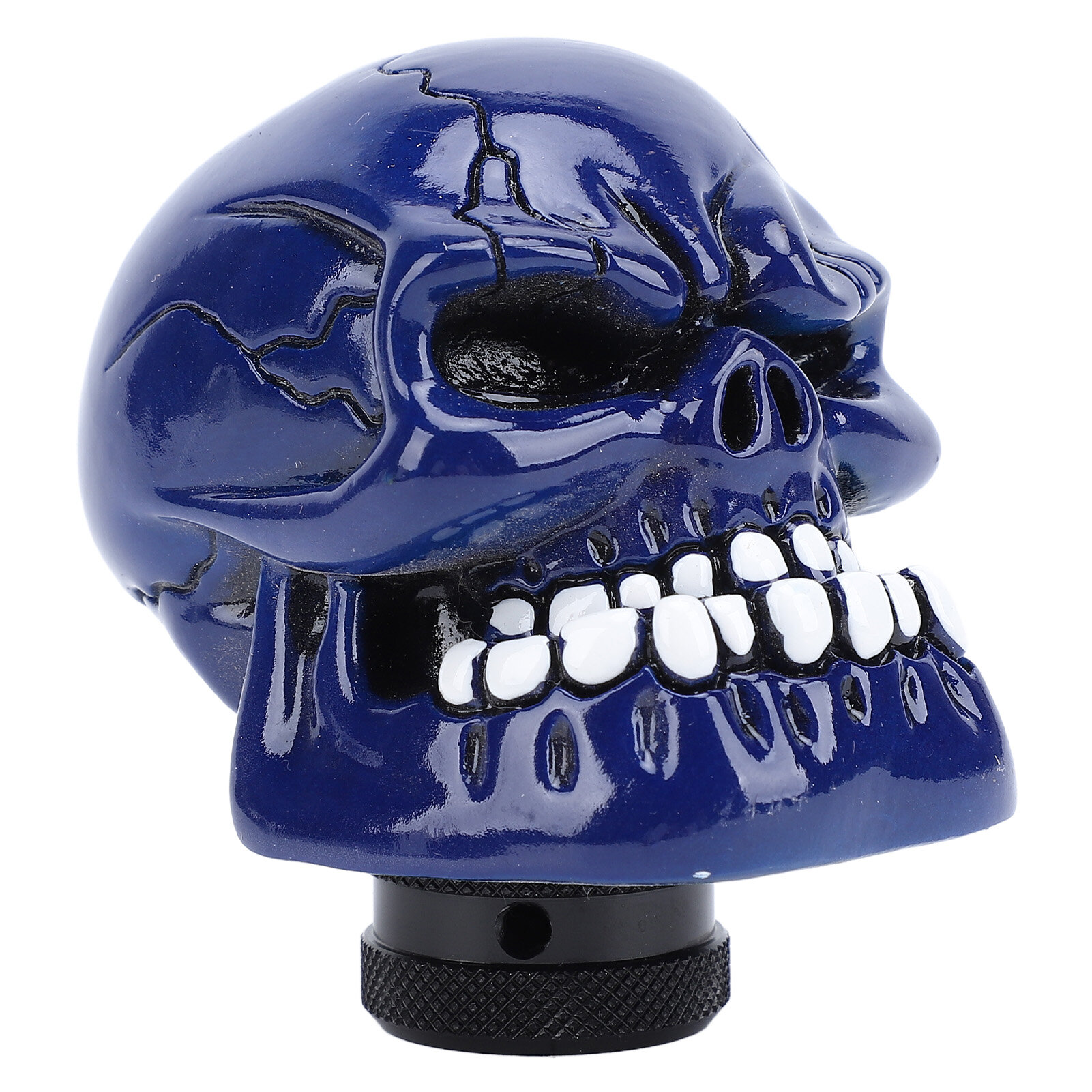 Ручки переключения передач в виде черепа, удобная ручка из смолы, ручка переключения передач в виде черепа самурая с 3 адаптерами для большинства автомобилей с механической коробкой передач, темно-синего цвета