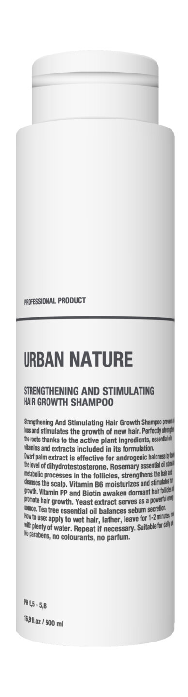URBAN NATURE Strenthening And Stimulating Hair Grow Шампунь для волос укрепляющий и стимулирующий рост, 500 мл
